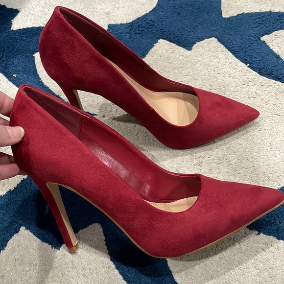 JustFab | Shoes | These Are Brand New Never Been Worn Red Suede Pumps ...